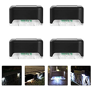 Cabilock Solar Led Lantern 4pcs Led Solar Lights for Fence Solar Powered Steps Light Outdoor Led Lamp Decks Walkway Patio Stair Garden Rail Backyard Fences Post Lamp Wall Sconces Lamp
