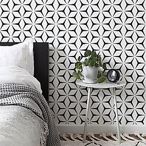 Heroad Wall Paper Peel and Stick Modern Black and White Wallpaper Peel and Stick Boho Geometric Contact Paper for Cabinets and Drawers Renter Friendly Self-Adhesive Removable Waterproof 17.7” x 118”