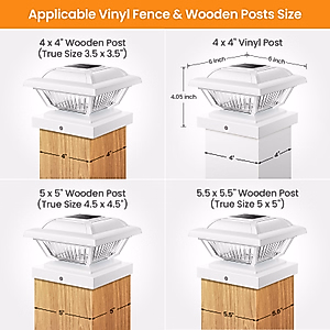 ELECLINK Solar Post Cap Lights 3 Pack, Warm White Solar Outdoor Post Lights, Waterproof Fence Post Cap Lights Solar Powered Fit 3.5x3.5 4x4 4.5x4.5 5x5 5.5x5.5 Post for Garden Fence Deck Yard