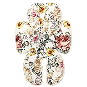 Floral Baby Car Seat Head and Body Support,2-in-1 Reversible CarSeat Insert,Soft Cushion for Stroller, Swing, Bouncer, Vintage Flowers