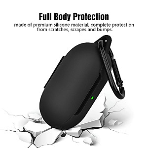 AIRSPO Silicone Case Cover for Galaxy Buds+ Plus(2020)/Galaxy Buds(2019) Samsung Galaxy Earbuds Protective Skin with Carabiner Keychain (Black)