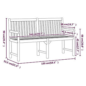 MINERWALL Patio Bench 59.1" Solid Acacia Wood,Acacia Wood Patio Bench with Armrests for Enhanced Outdoor Seating Comfort Patio Furniture