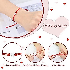 SmileBelle Red String Bracelet Red Bracelet for Protection Matching Heart Bracelets Friendship Bracelets for Teen Girls as Mother Daughter Bracelets, Couples, Sisters and Friends Bracelet Gift