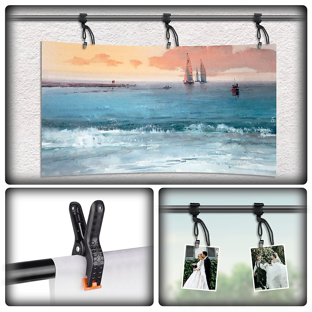 EMART 4.5 inch Heavy Duty Backdrop Clamp Kit-6 Spring Clamps, 8 Background Clip Holders for Muslin Stand, Canvas, Paper, Fabric, Chromakey Screen, Photo Studio, Photography Backdrops Support