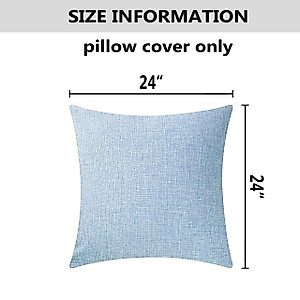 Home Brilliant Blue Throw Pillow Cover Linen European Decorative Pillow Case Large Cushion Cover for Patio Floor Garden, 24x24(60x60cm), Light Blue