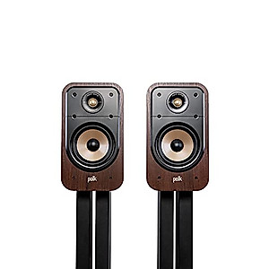 Polk Signature Elite ES20 Bookshelf Speaker - Hi-Res Audio Certified, Dolby Atmos & DTS:X Compatible, 1" Tweeter & 6.5" Woofer, Power Port Technology for Effortless Bass (Pair, Contemporary Walnut)