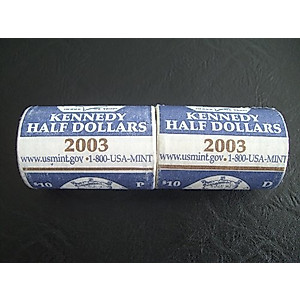 2003 P & D Kennedy Half Dollar Rolls From US Mint 40 Halves Coins