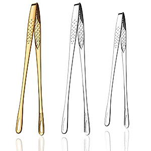 3Pcs BBQ Tongs Stainless Steel Grill Tongs Korean Barbecue Tongs SUS304 Frying Shovel Stainless Still Portable Kitchenware Grill Tongs for Home Outdoor ( 11 Inches, 9.4Inches )
