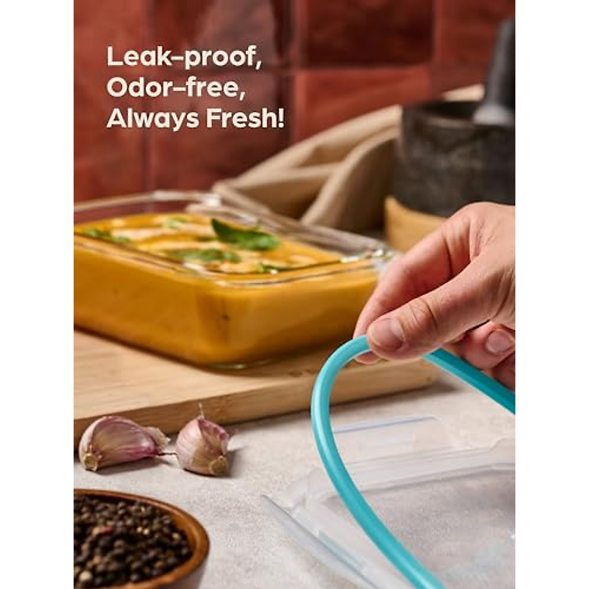 Praknu Meal Prep Storage Container - Pack of 4 - BPA Free - Leak Proof - Dishwasher Safe - Glass Storage Containers with Lids (50oz, 34oz, 17oz, 10oz)