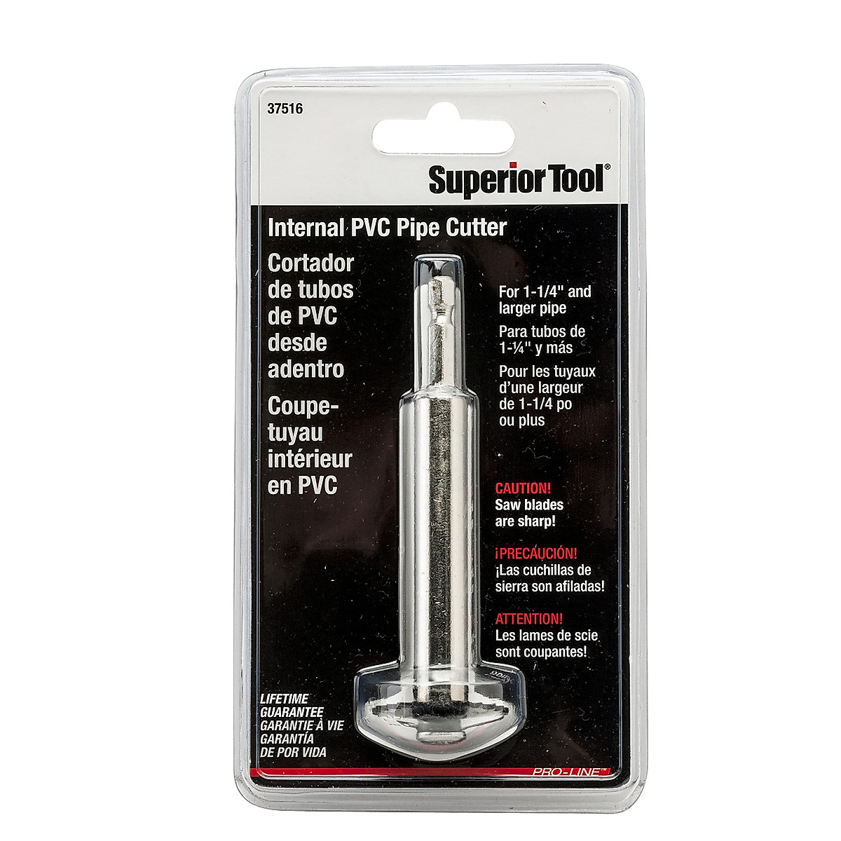 Superior Tool 37516 1-1/4" Internal PVC Pipe Cutter-One and a Quarter Inch Pipe Cutter for PVC, Grey/Black