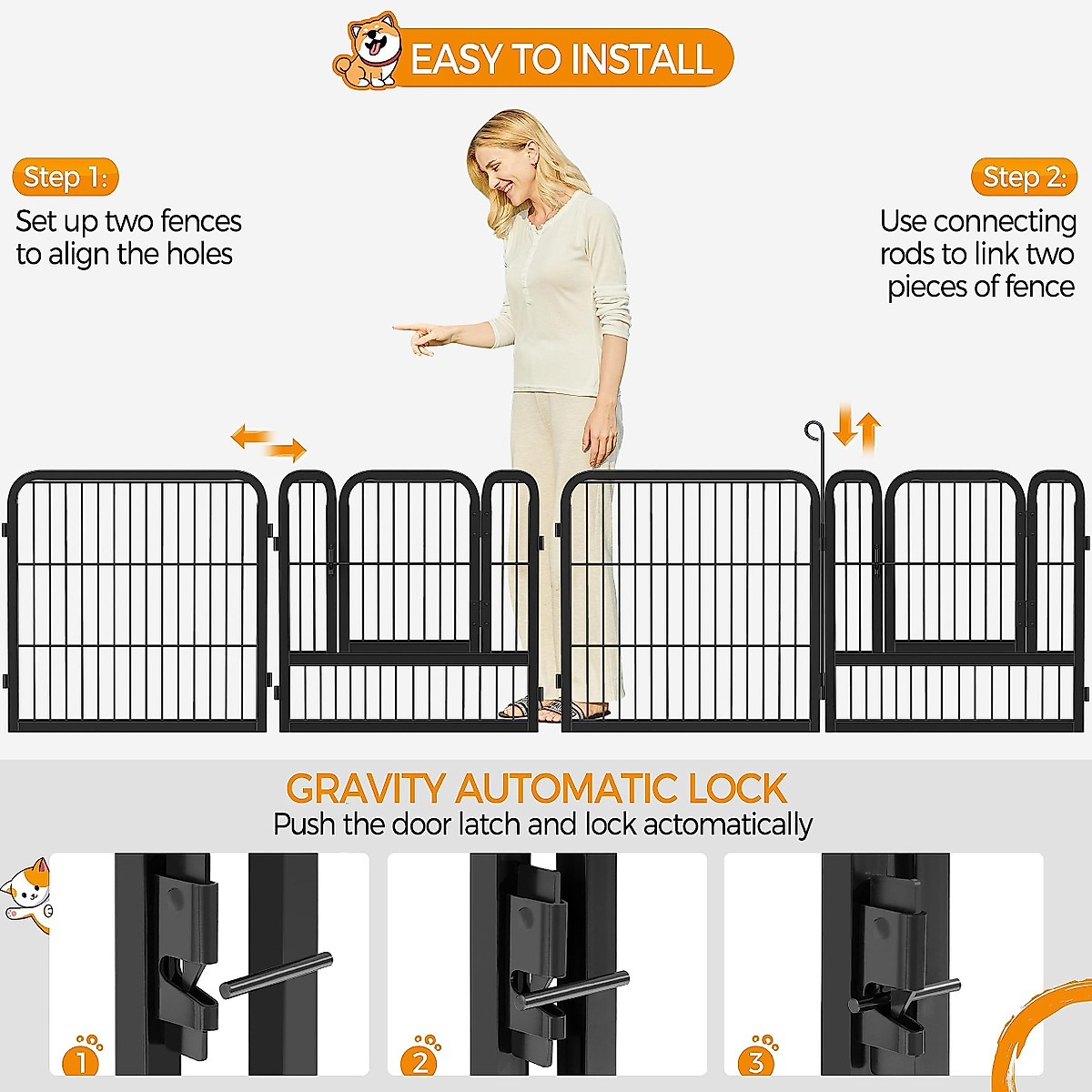 Yaheetech Outdoor Dog Playpen - 16 Panel Fence for Large, Medium and Small Dogs - Heavy Duty Exercise Pen for Puppies and Small Animals - Portable for RV Camping and Yard