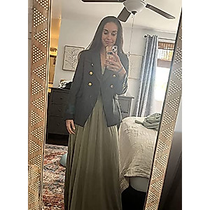 Happy Sailed Womens Tweed Blazer Jackets Fashion Double Breasted Lapel Collar Business Blazers with Pockets Long Sleeve Open Front Office Professional Blazer Work Suits 2023 Black Large