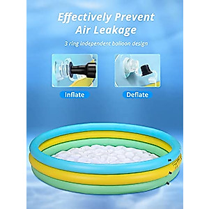 AKASO Inflatable Kiddie Pool for Toddlers Baby, 59'' x 13'' Portable Blow Up Swimming Pool, 3 Rings Child Paddling Pool for Outside, Garden, Backyard, Indoor Ball Pit/Fishing/Toys Summer Water Party