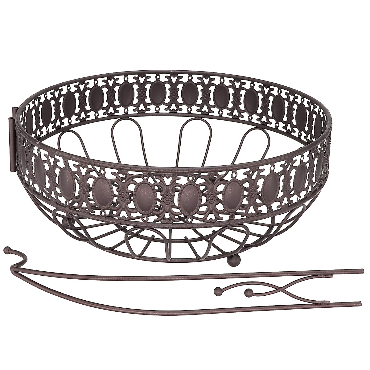 ROSYLINE Fruit basket Bowl, with Banana Hanger Suitable for kitchen, dining table decoration and storage (brown)