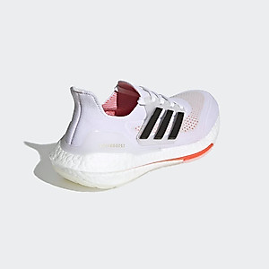 adidas Women's Ultraboost 21 Running Shoe, White/Black/Solar Red, 6