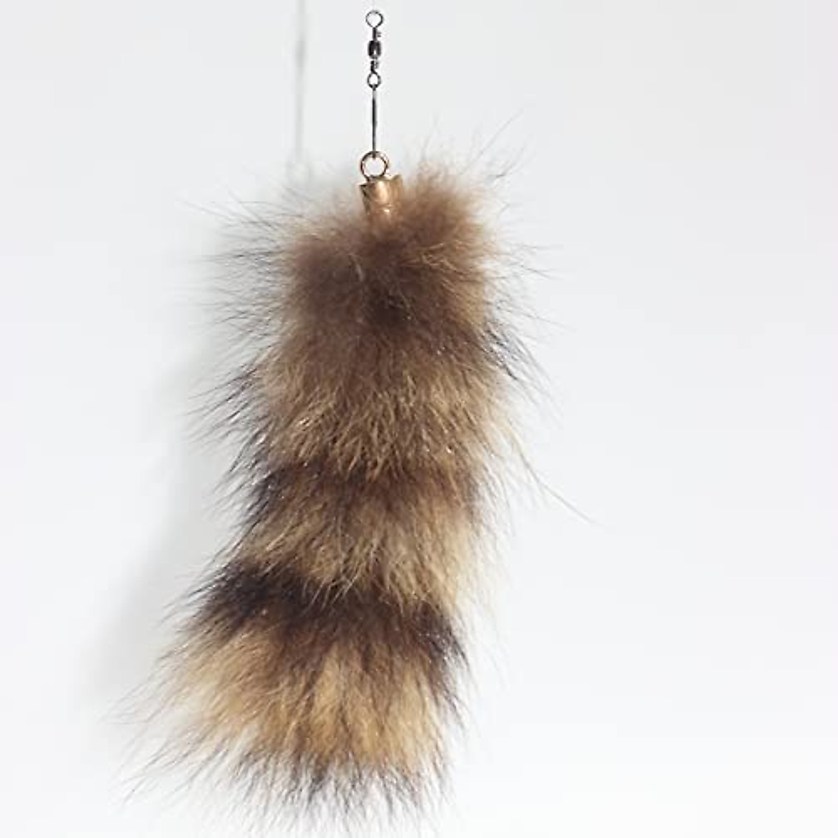 Fosrion Real Raccoon Tail Fur Cat Bites Toy with Three Section Retractable Carbon Fiber Rod (Raccoon) (Raccoon, Tail & Fishing Rod)