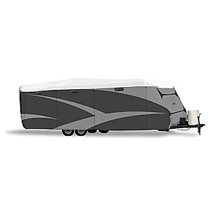 ADCO 36840 Designer Series Olefin HD Travel Trailer Cover 18' 1" - 20', Gray/White
