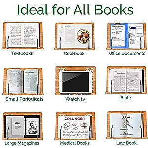 SUNFCON Cutting Board Rack Organizer Stand Holder Pots Pan Lids Rack Large Book Holder Bamboo Cookbook Stand Gift Idea Family Friends Students Home,Office,School