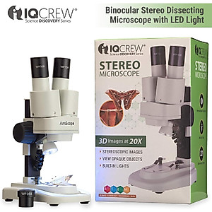 AmScope 10X-20X Kids Battery Powered Binocular Stereo Dissecting Microscope with LED Light