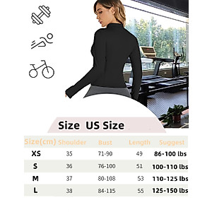 Aolpioon Women's Quick Dry Stretchy Sweat Shirt Long Sleeve Athletic Crop Jackets Yoga Tennis Golf Tight Fitted Light Jacket Black L