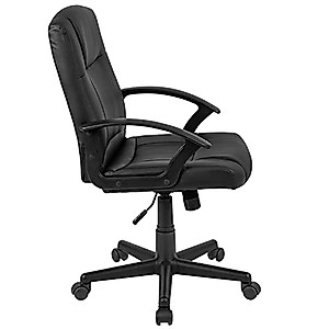 Flash Furniture Coffman Flash Fundamentals Mid-Back Black LeatherSoft-Padded Task Office Chair with Arms