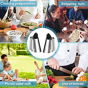 VYH Multifunctional Stainless Steel Finger Protector, Stainless Steel Cutting Protector, Multifunctional Tool For Peeling Beans, Chestnuts And Nuts, Adjustable Size Nail Protector. (10 Pieces)