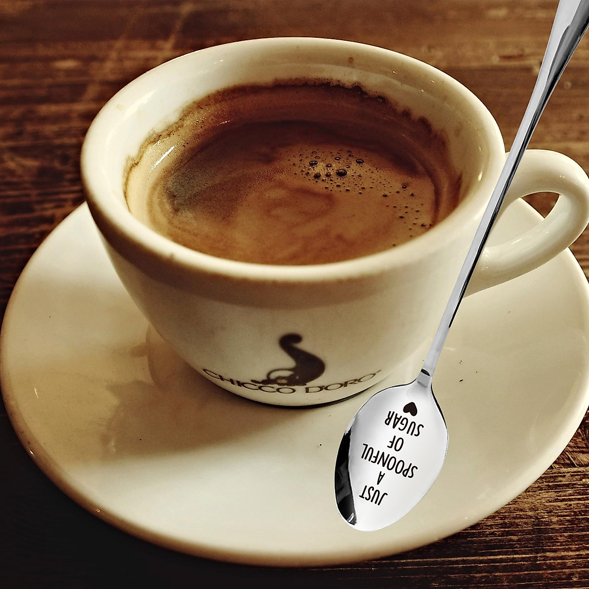 YROVWENQ Just a Spoonful of Sugar Spoon for Friends or Dessert Sugar Coffee Lover Funny Birthday Gift