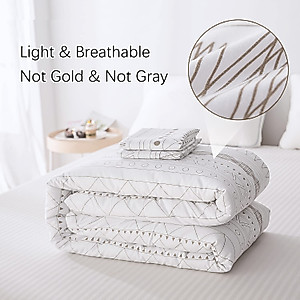 White Geometric Comforter Sets Queen, Boho Bedding Aztec Striped Arrow Pattern,Lightweight Soft Microfiber Down Alternative Comforter Bed Set