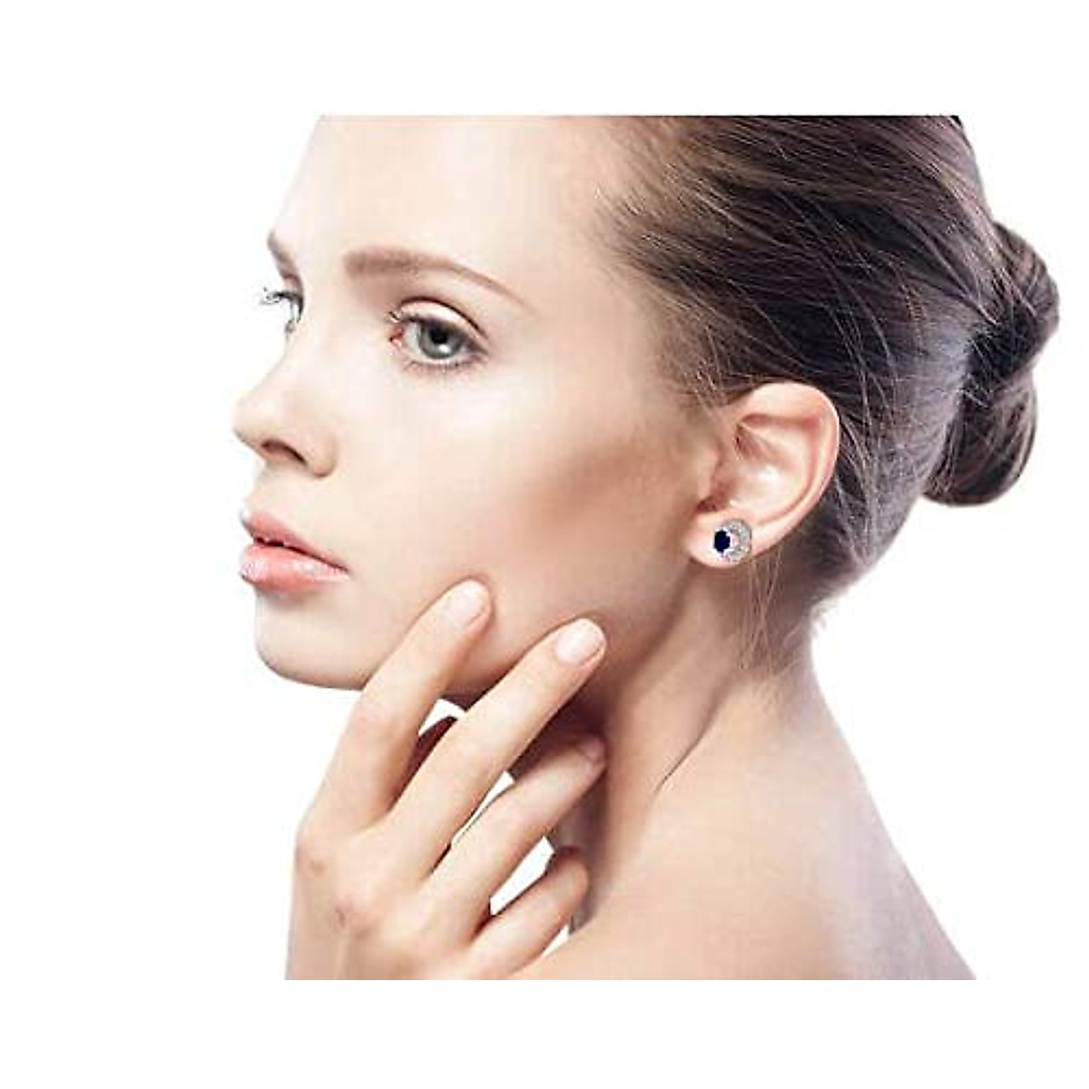 White Clear Cubic Zirconia CZ Round Pave Halo Earrings Jackets For Studs Jacket Only For Women .925 Sterling Silver