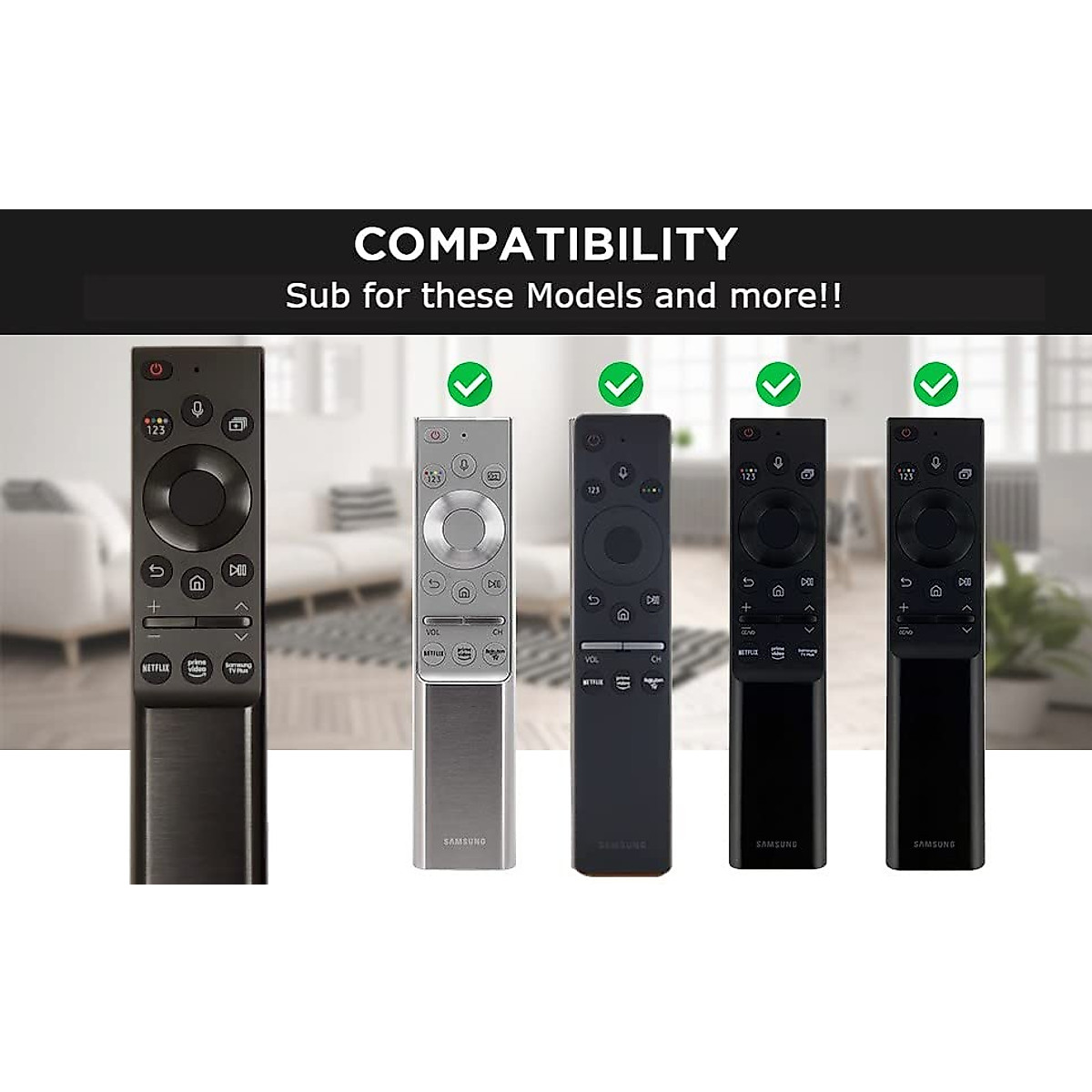 Replacement Voice Smart TV Remote for Samsung 2021 QLED 4K 8K Series Smart TV Q60A Q70A Q80A QN90A QN800A QN85A The Frame QLED 4K Smart TV Series (BN59-01357A) No Solar Panel Version