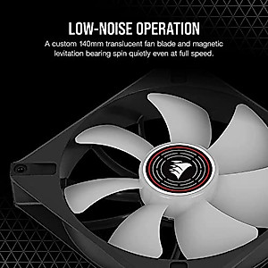 CORSAIR ML140 LED Elite, 140mm Magnetic Levitation Red LED Fan with AirGuide, Single Pack, Black