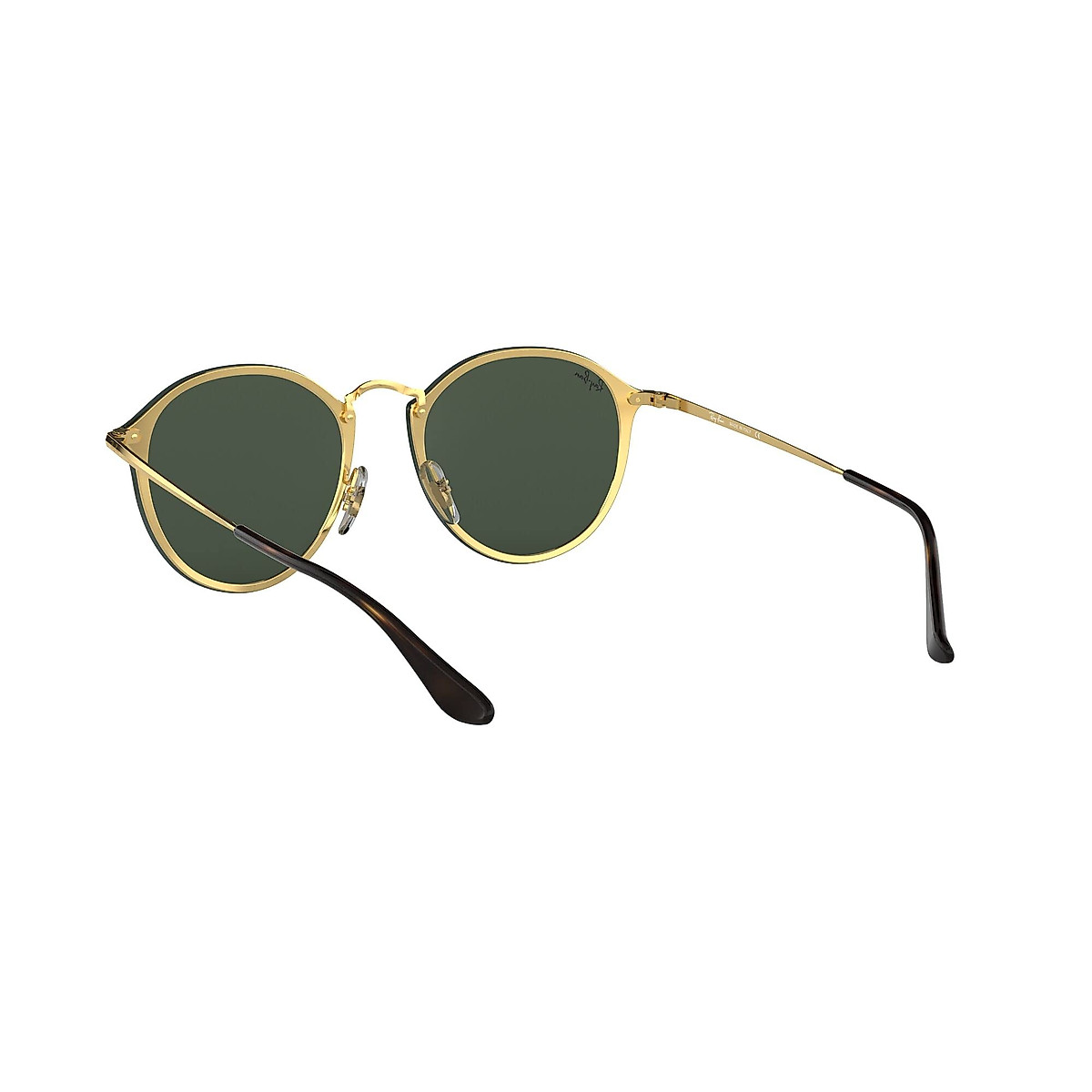 Ray-Ban RB3574N Blaze Round Sunglasses, Gold/Dark Green, 59 mm