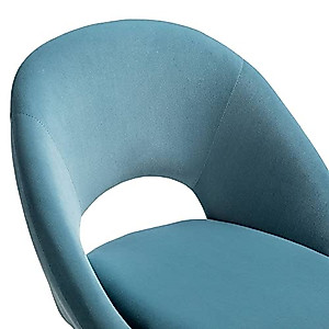 Luxe Office Velvet Task Chair, Comfy Curved Back Ergonomic Design Plush Thickened Seat | Home Desk Gaming, Metal Five-Pronged Base with Wheels | Seat Height Adjustable & Swivel, Sky Light Blue