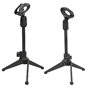 Microphone Stand,Portable Desktop 20.5-27cm Adjustable Shockproof Detachable Tripod Mini Table Stand, Mic Stand Clip Holder,for Conference/Live Streaming