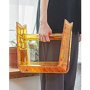 HM&DX Acrylic Folding Protable Step Ladder,Step Stools for Adults,1 Steps Adults,Small Foldable Chaie,Transparent Stool for Indoor Outdoor Library Kitchen(39.2 * 39 * 29.4cm, Transparent)