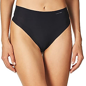 Calvin Klein Women's Invisibles High-Waist Thong Panty, Black, S