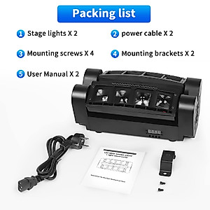U`King Spider Moving Head Light with 8x10W RGB LEDs Beam DJ Lights and 2 Pixel Light Strips, Sound Activated/DMX-512 Control Perfect for Party Disco Wedding Live Stage Lighting (Set of 2)