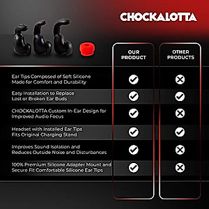 CHOCKALOTTA in-Ear Tip with Silicone Hook Compatible with Plantronics Poly CS540 / W440 / W740 / WH500 Headsets (1-Pack Adapter + 3 Pcs Left S/M/L Ear Tips)