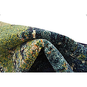 Unique Loom Estrella Collection Distressed, Landscape, Abstract, Modern, Earth Tones Area Rug (3' 3 x 5' 3 Rectangular, Navy Blue/Green)