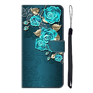 VODEFOX Wallet Case Compatible with iPhone 15 Case,Cute 3D Print Design Flip Folio Leather 2023 Phone Case Wallet leather Butterfly with Card Holder Magnetic Closure - Blue Rose