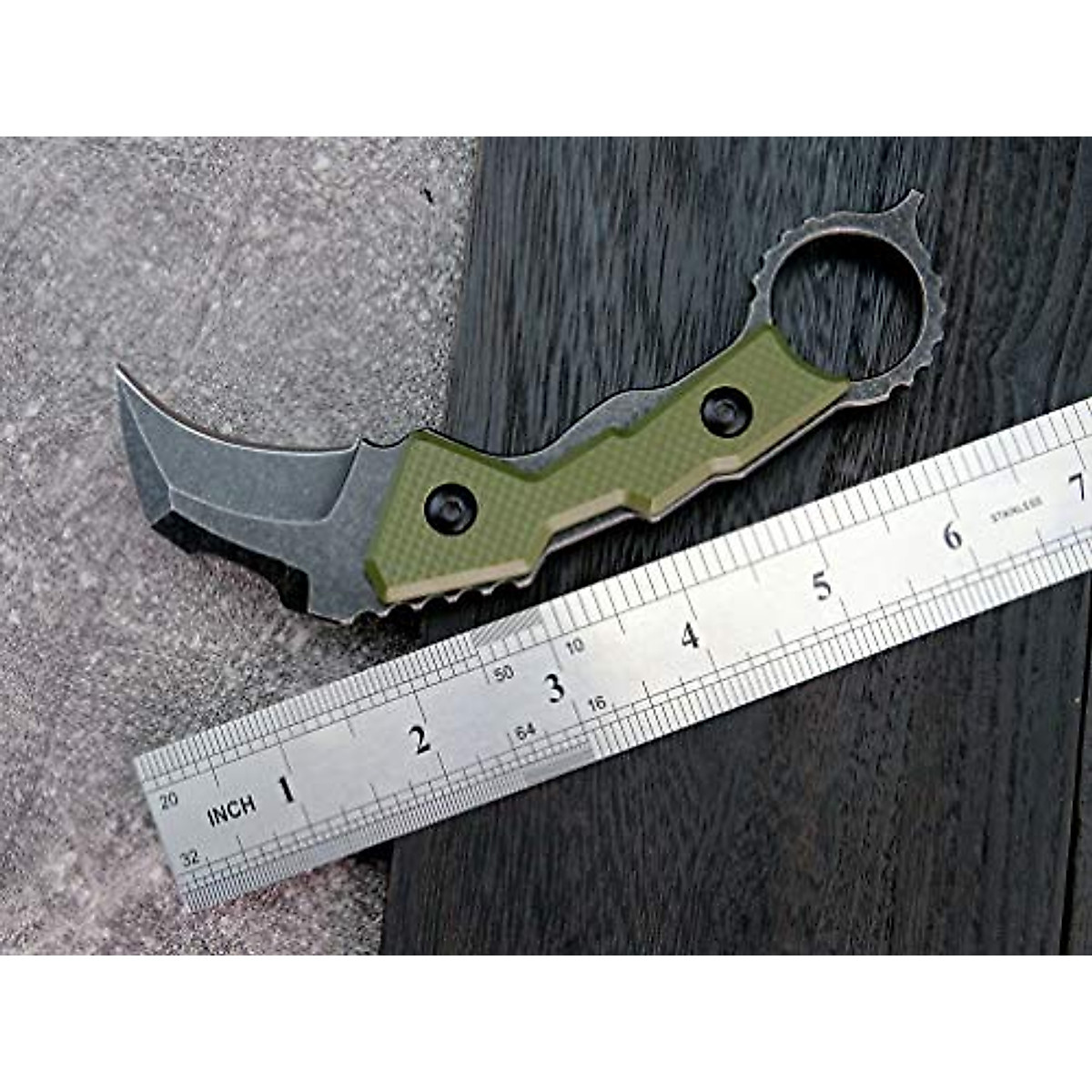 Ccanku C1695 Fixed Blade Knife, D2 Steel G10 Handle Outdoor Survival EDC Knife for Outdoor Survival,Fixed Blade Claw Knife with K Sheath (Army green)