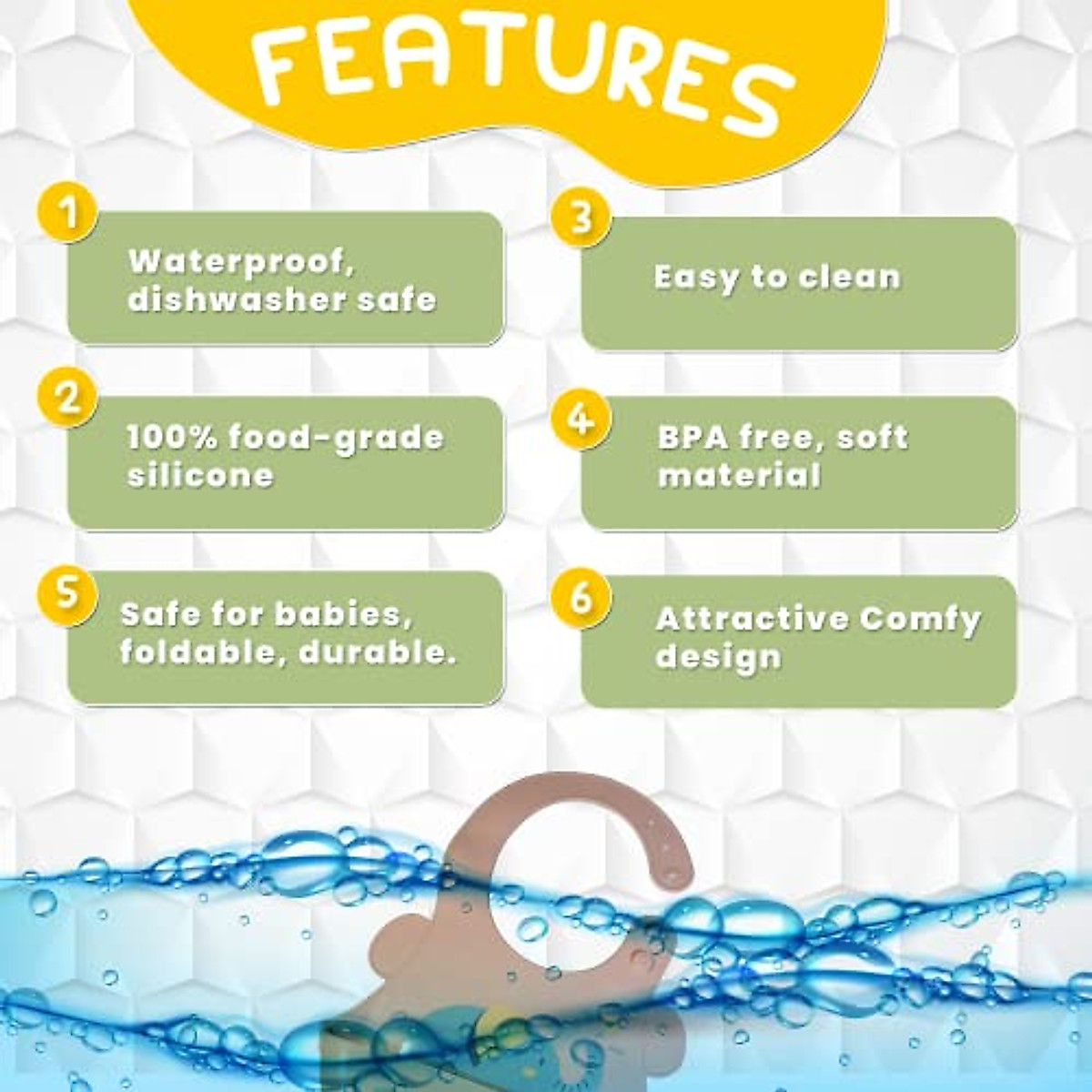 NUGEMS Silicone Baby Bibs for Babies & Toddlers (6-72 months) Silicone Bibs for Boy, Girls, Baby Gifts, Baby Shower Gifts 2 Pack(Pink and Yellow)