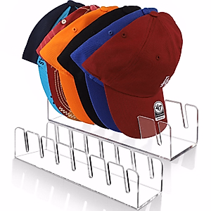2 PCS Hat Stand for Baseball Caps Display and Storage,Hat Organizer for 14 Baseball Caps,Acrylic Baseball Hat Storage Organizer No Install,Baseball Hat Organizer for Bedroom, Closet (clear-2packs)