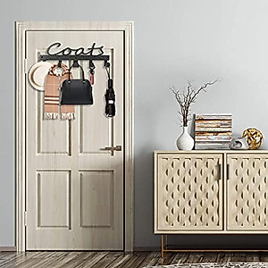 Jorohiker Coat Rack Wall Mount,Towel Rack 5-Tri-Hooks Heavy Duty Coat Hanger Rail Wall Hooks for Hanging Coats Hats Clothes Purse Mudroom Entryway, Black