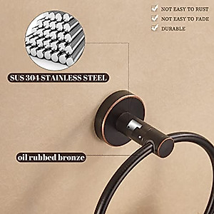 BigBig Home Bronze Towel Holder, Bathroom Towel Bar Oil Rubbed, Bath Towel Ring Wall Mounted Rustic Farmhouse Towel Rack ORB Towel Holder