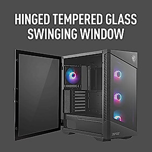MSI MPG Velox 100R - Mid-Tower Gaming PC Case - Tempered Glass Side Panel - 4 x 120mm ARGB Fans - Liquid Cooling Support up to 360mm Radiator - Mesh Panel for Optimized Airflow