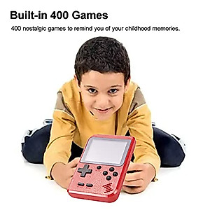 Mini Handheld Game Console for Kids with 400 Classic Retro Games, 1020mAh Rechargeable Battery, 2.8 Inch Screen, Birthday Game Toy for Boy Girl (Red)