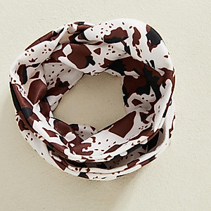 Emmababy Toddler Baby Girl Clothes Long Sleeve Cow Print OutfitT-Shirt + Flare Pants Bell-Bottom Tie Dye Leggings Set 0-4T (3PCS brown, 12-18 Months)