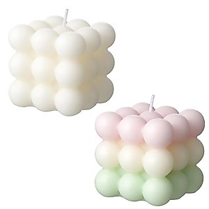 ACITHGL Bubble Candle - Room Decor Soy Candles, Aesthetic Scented Candle, Gift Idea (White+Tri-Color Pink)