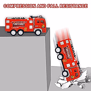Ynanimery Electric Fire Truck Car Toy with 4D Lights and Sounds, Realistic Firetruck Toys for Toddlers Kids Boys Girls, Bump and Go Car Toy for Imaginative Play
